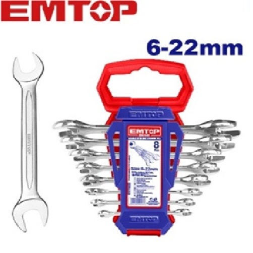 EMTOP ประแจปากตาย 8 ตัวชุด ขนาด 6-22 มม. ในคลิปพลาสติก แขวนได้ รุ่น EDES10801 ( Double Open End ...