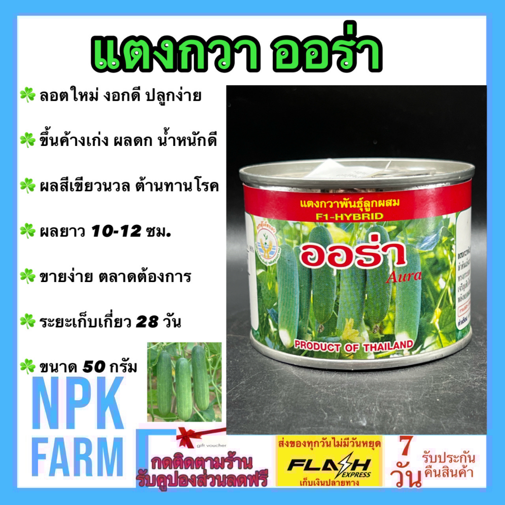 power seed แตงกวา ออร่า หมดอายุ 10/2567 ขนาด 50 กรัม งอกดี ขึ้นค้างเก่ง ผลดกสวย เขียวนวล ขายง่าย ...
