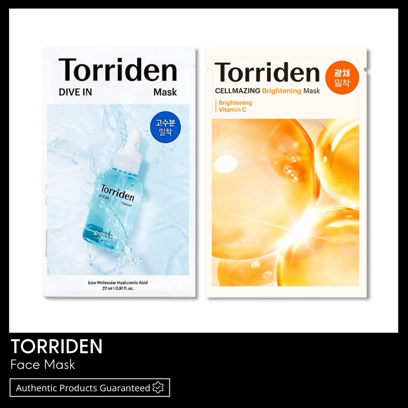 TORRIDEN Mask มาส์กหน้า 1 แผ่น พร้อมส่ง & แท้ | Shopee Thailand