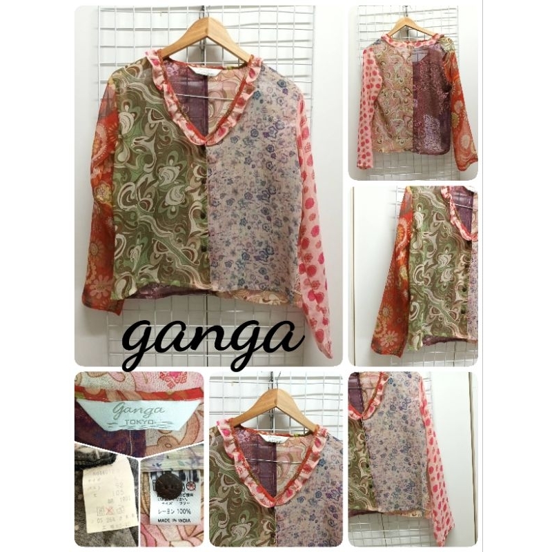 2218. ganga เสื้อเบลาส์ผ้าเรย่อนพิมพ์ลาย(patchwork) | Shopee Thailand