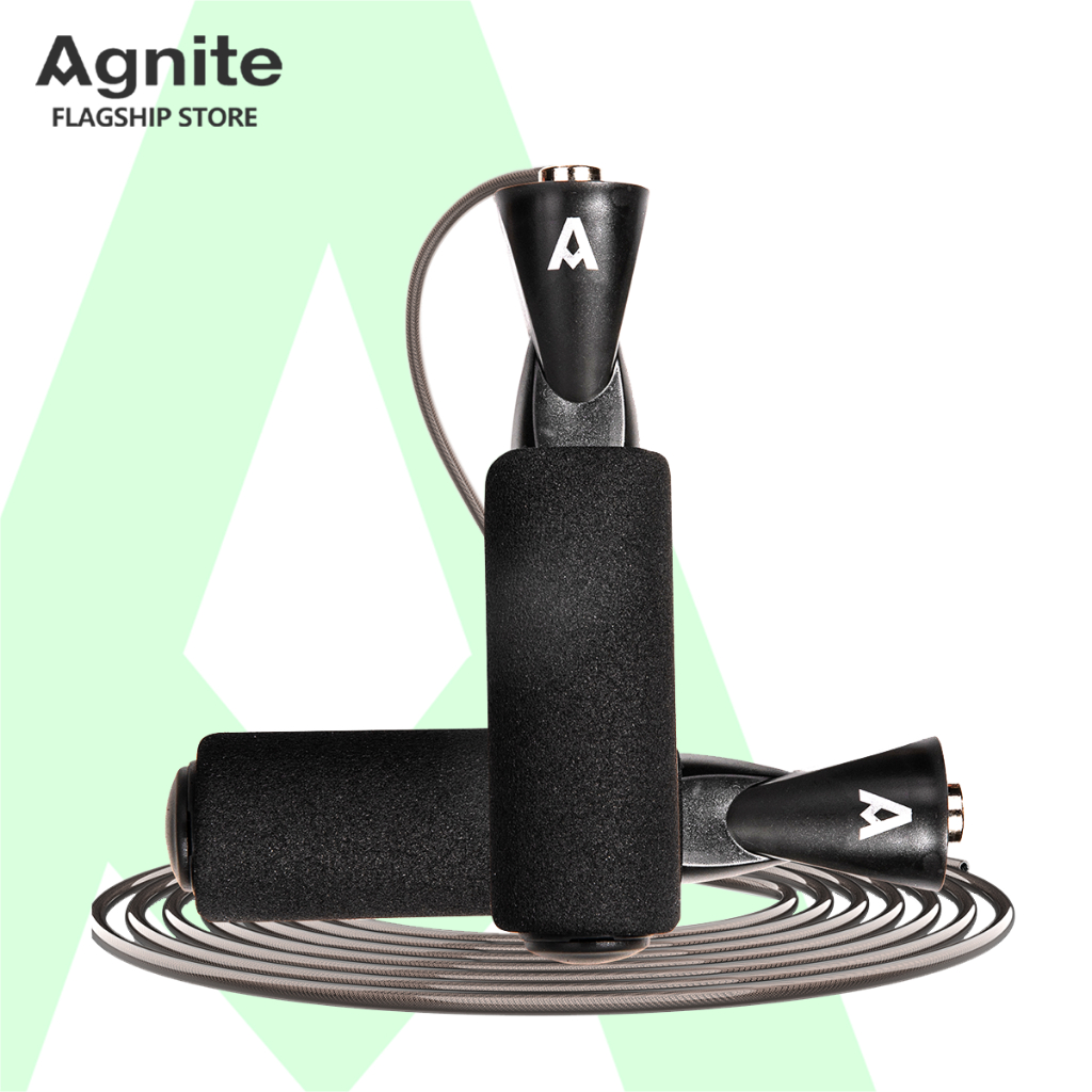 Agnite เชือกกระโดด ที่กระโดดเชือก ด้ามจับนุ่ม ปรับระดับได้ สายลวดเหล็ก ...