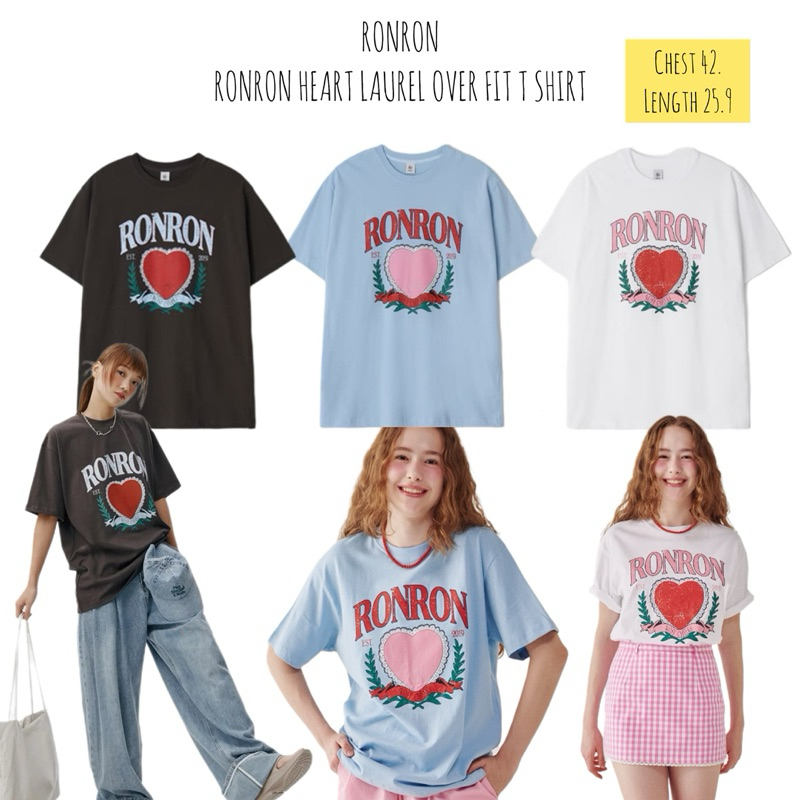 [พร้อมส่ง/แท้] Ron Ron heart laurel overfit T shirt | Shopee Thailand