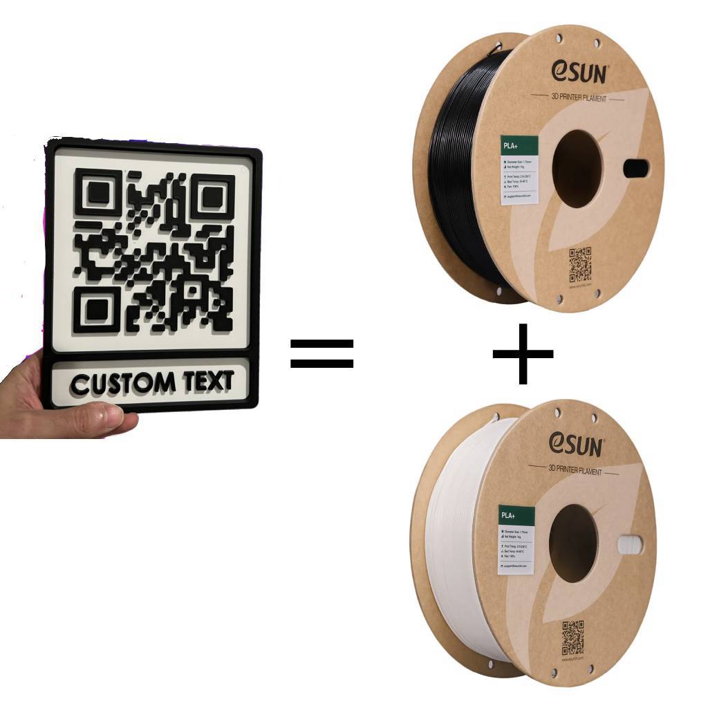 QR Code Esun PLA + 2PCS (Black &White) Filament PLA 1.75mm 1kg/Roll ...