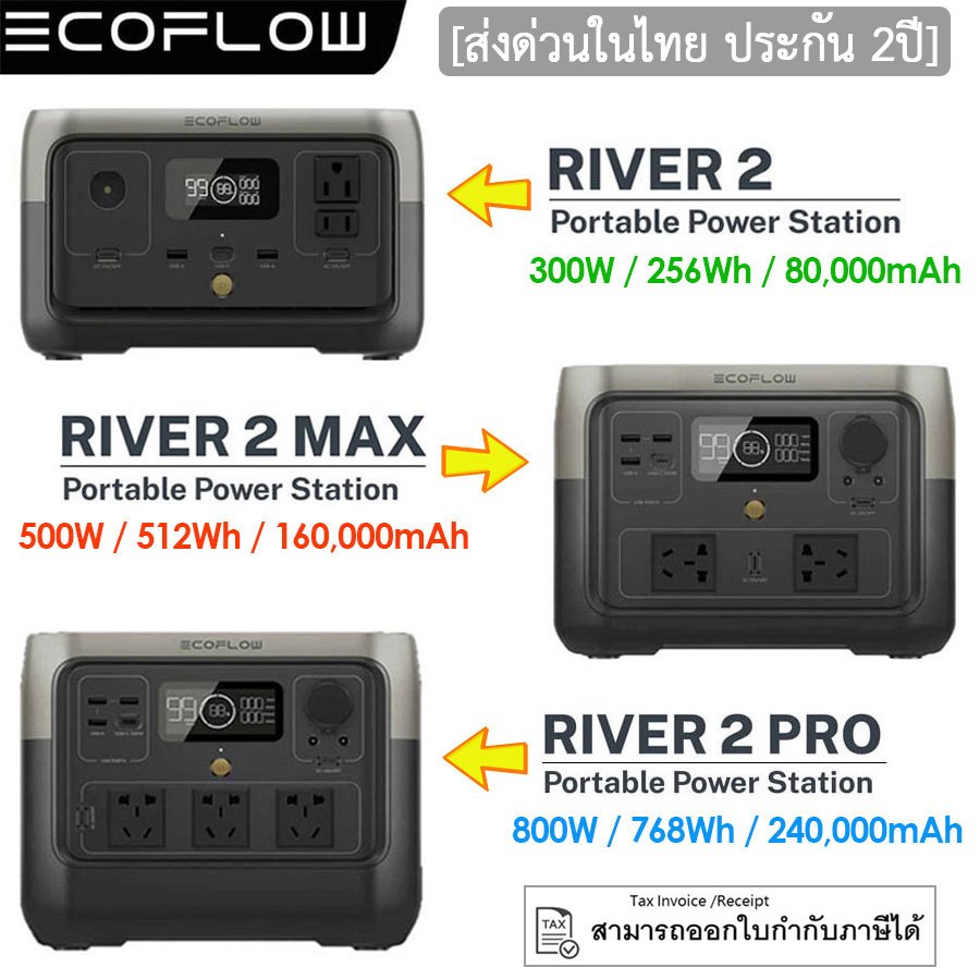 E-COFLOW RIVER 2 / MAX / PRO Portable Power Station เครื่องสำรองไฟสำหรับพกพา (รับประกัน 2ปี ...