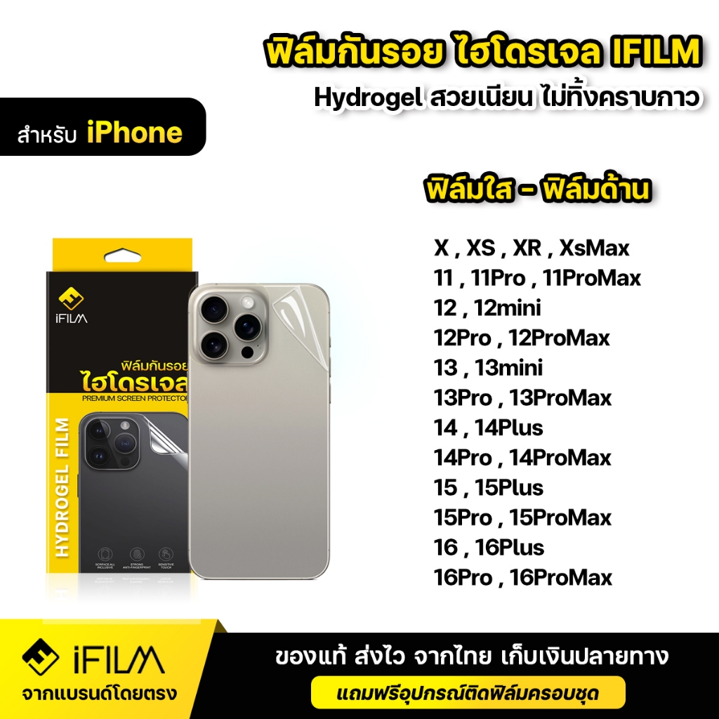 iFILM ฟิล์มหลัง กันรอย ไฮโดรเจล Hydrogel For iPhone 16 Pro Max 16Plus ...