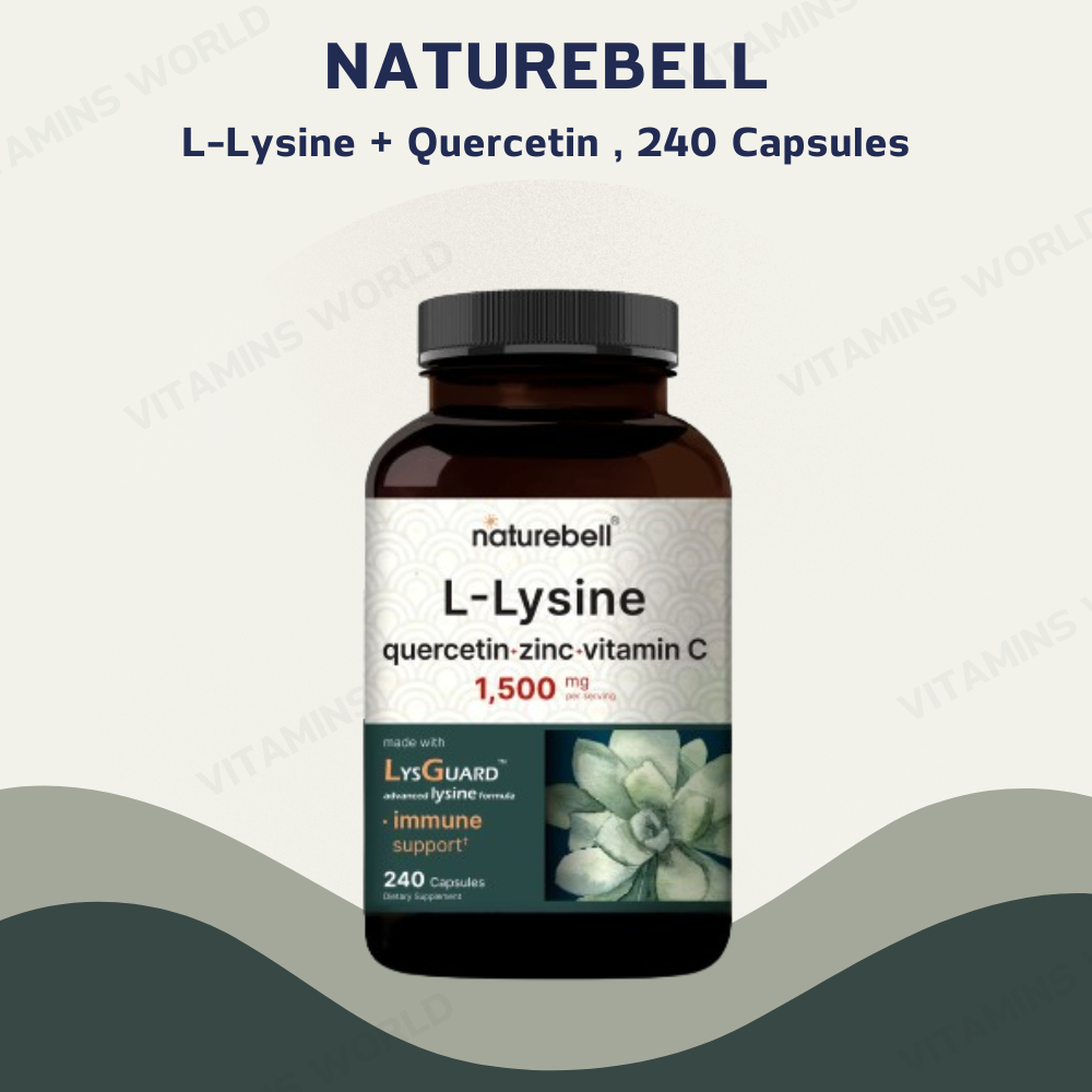 NatureBell L-Lysine 1000mg + Quercetin 250mg Supplement, 240 Capsules ...