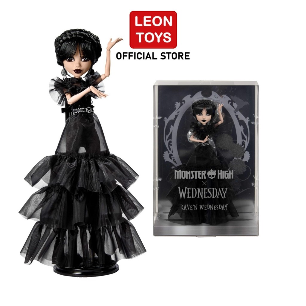 Monster High Wednesday Collectible Doll, Rave’N Wednesday in Black Gown ...