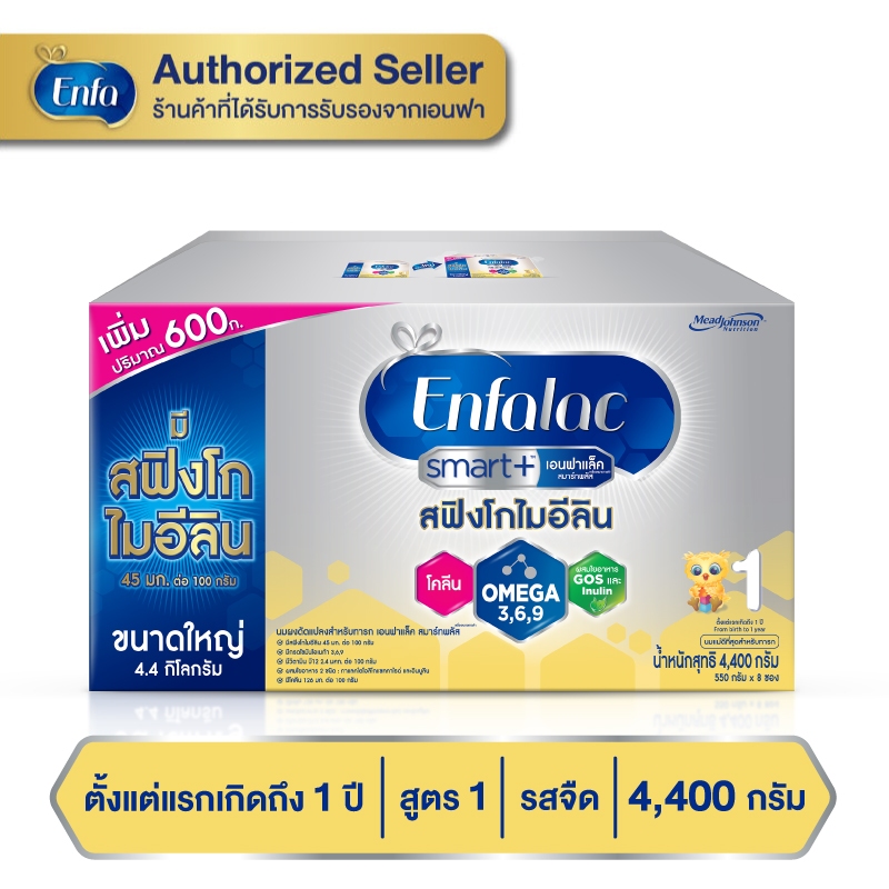 นมเอนฟาแล็ค สมาร์ทพลัส นมสูตร 1 นมผงเด็ก ขนาด 4400กรัม Enfalac Smart+ 1 ...