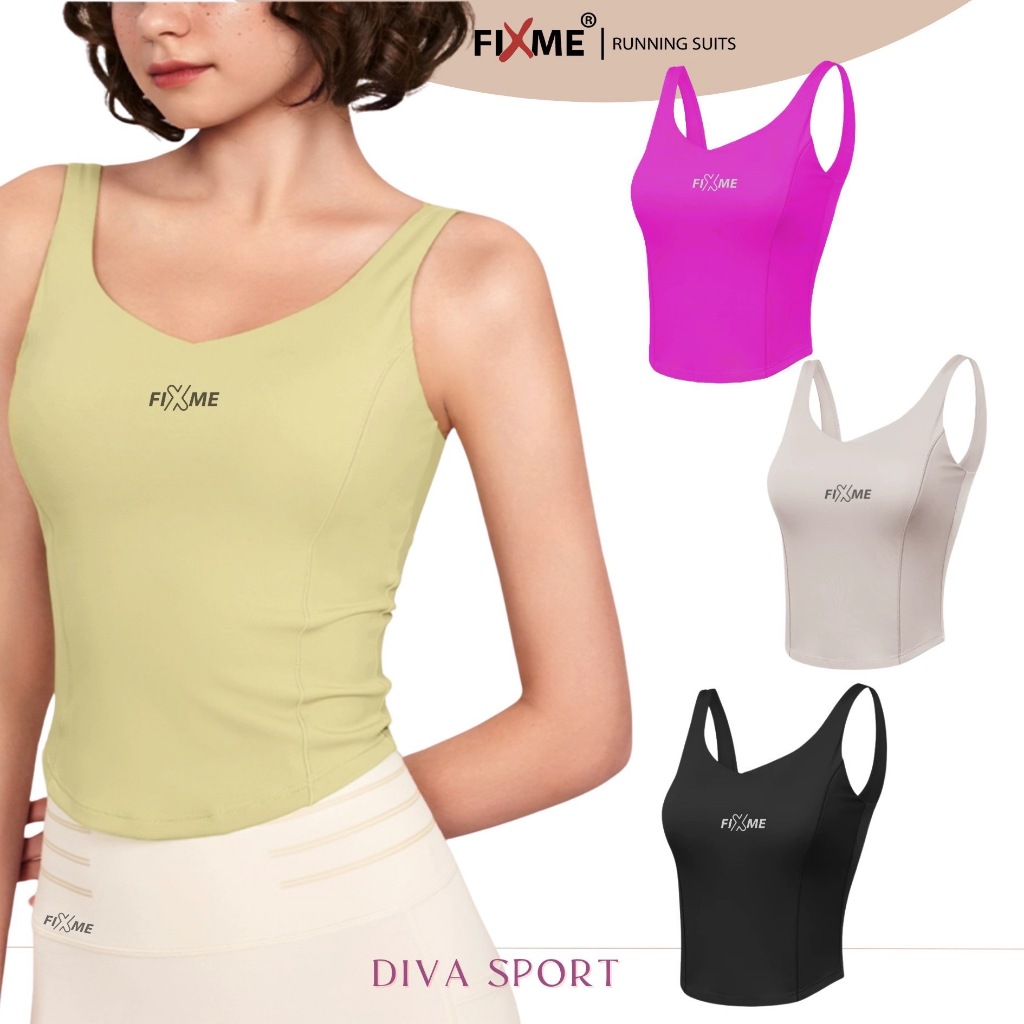 Mid season Sale! เสื้อกล้ามออกกำลังกาย รุ่น Diva (มีฟองน้ำ) เสื้อกล้ามฟิตเนส FIXME ทรงสวยเข้ารูป ...