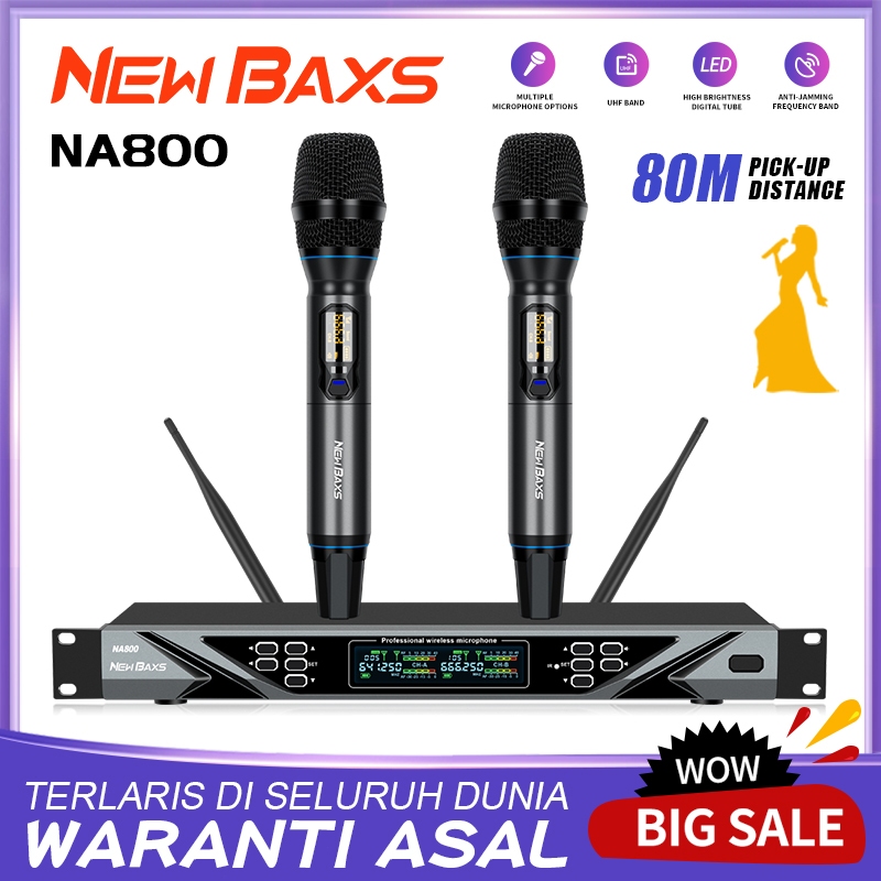 NEW BAXS NA800 ไมโครโฟนไร้สาย 2 ไมโครโฟนแบบใช้มือถือ 640-690MHZ UHF FM ...