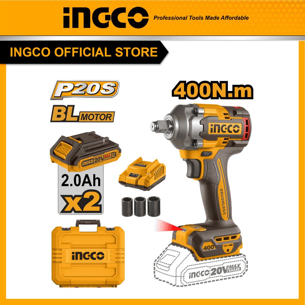 INGCO Cordless impact wrench CIWLI2040 | Shopee Thailand