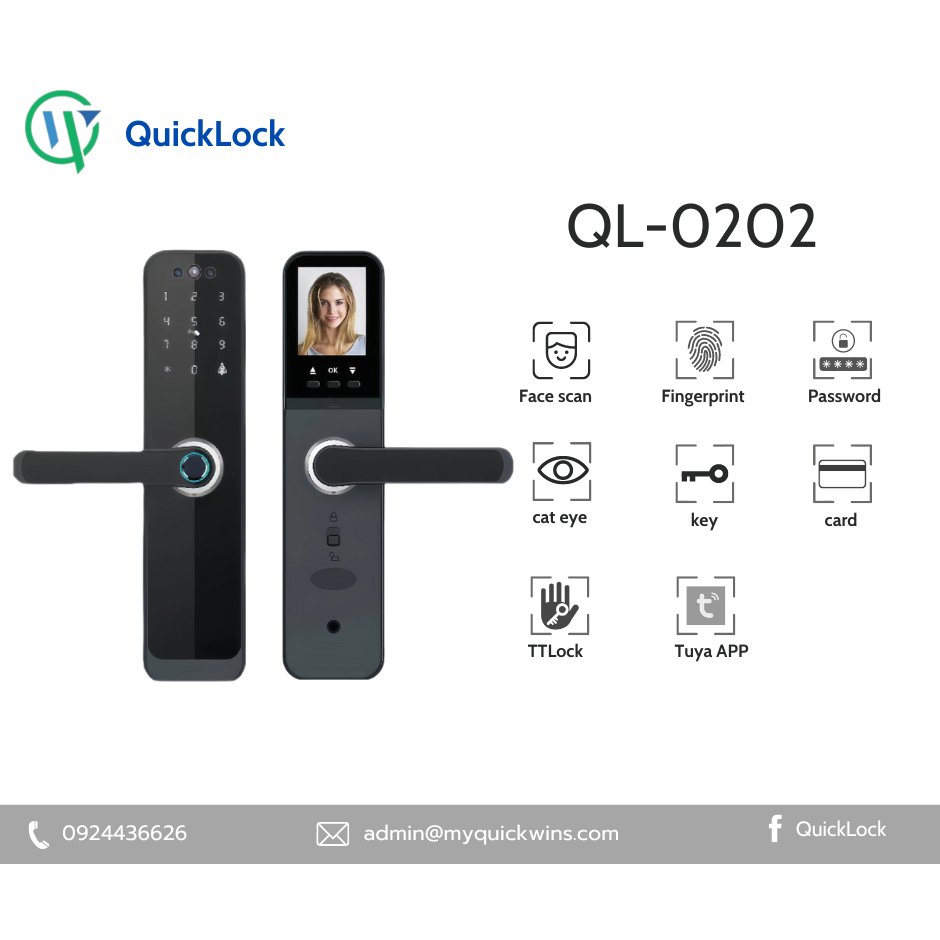 New!! QuickLock Digital Door Lock รุ่นQL-0202 กลอนประตูดิจิตอล พร้อมกล้องหน้า (พร้อมติดตั้ง ...