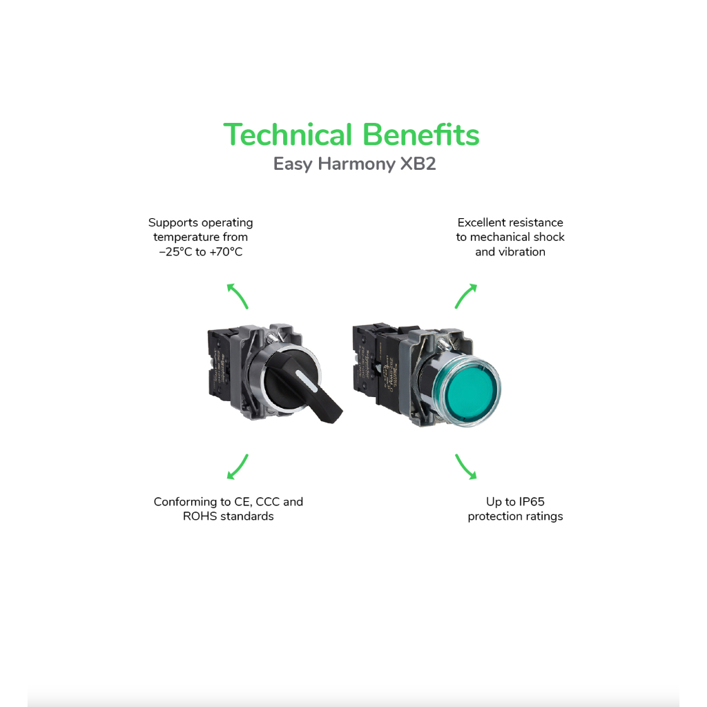 Schneider สวิตซ์ซีเลคเตอร์ XB2BD21C แบบมาตรฐาน 2ตำแหน่ง กดค้าง 1NO ...