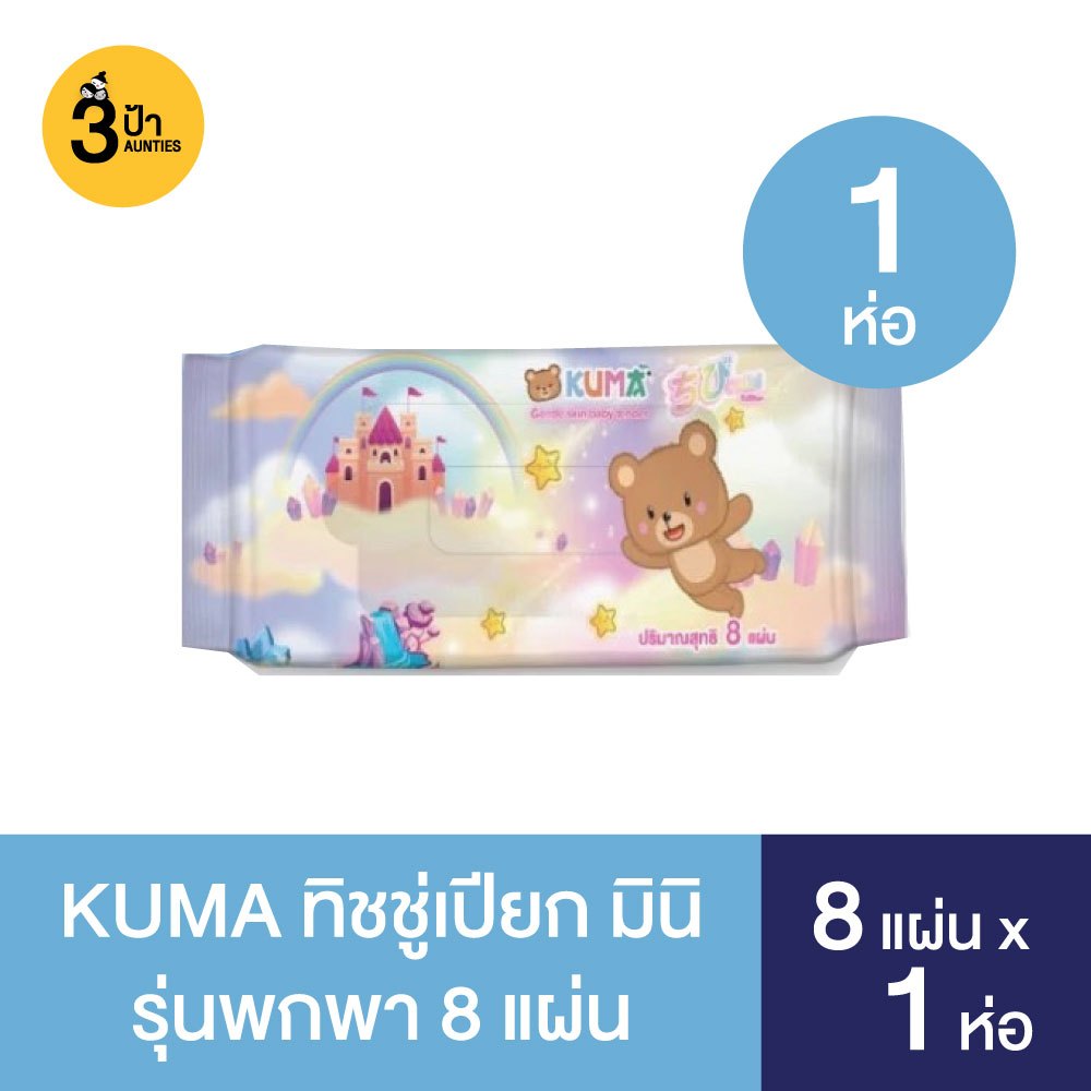Kuma Chibi ทิชชูเปียก พกพาไซซ์มินิ 8 แผ่น จำนวน 1 ห่อ | Shopee Thailand