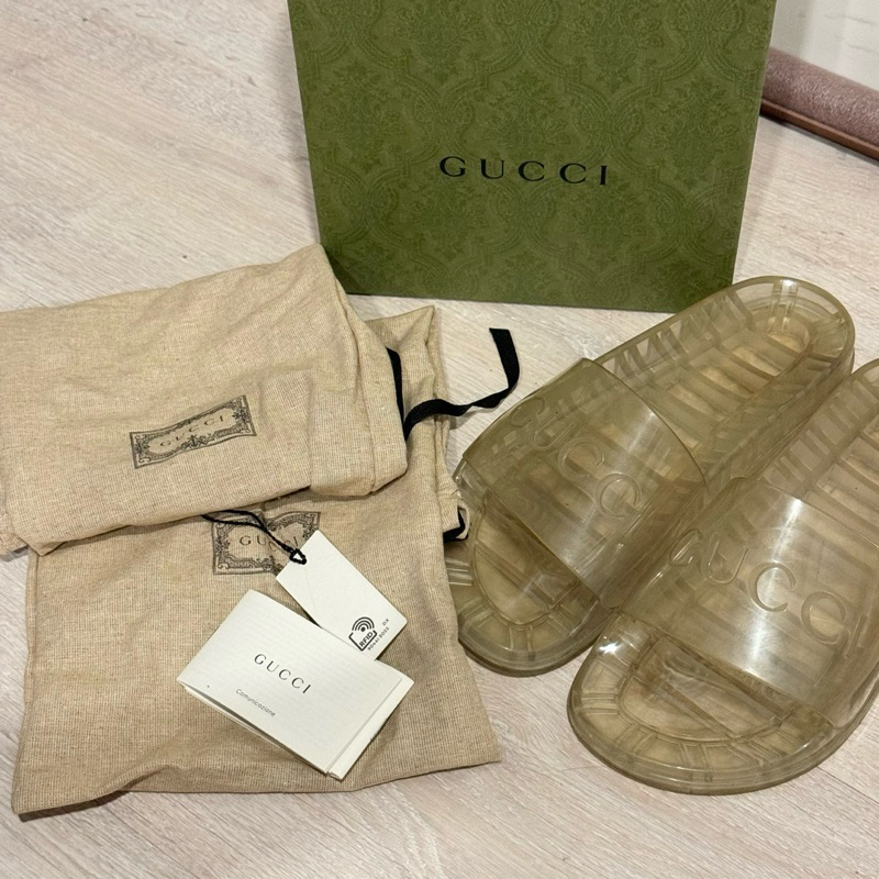 GUCCI transparent slide sandal รองเท้าแตะ size 6 | Shopee Thailand