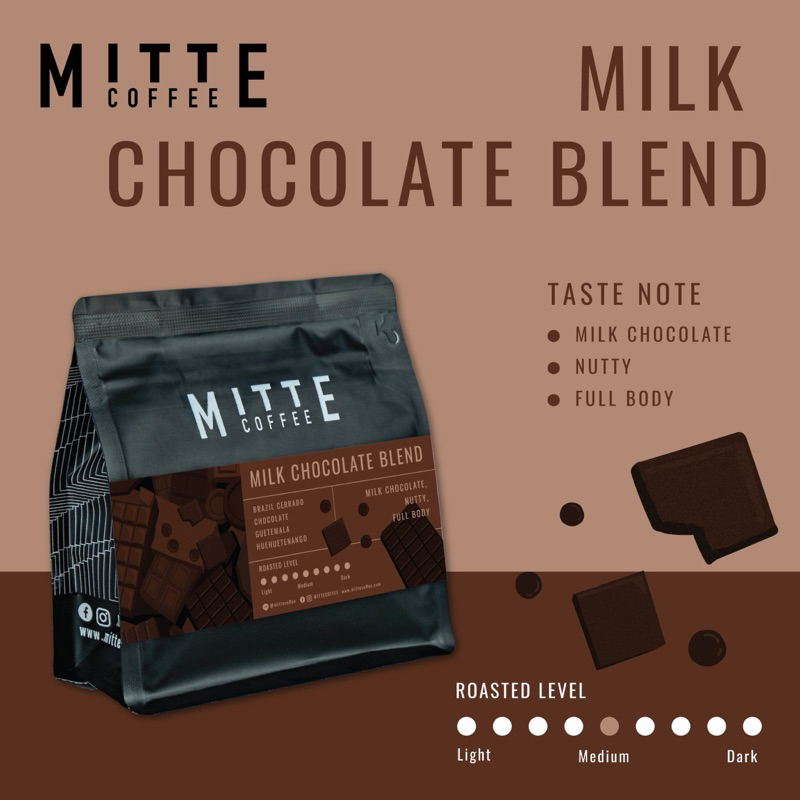 Mitte Coffee เมล็ดกาแฟคั่วกลาง Milk chocolate blend ขนาด 200 กรัม ...