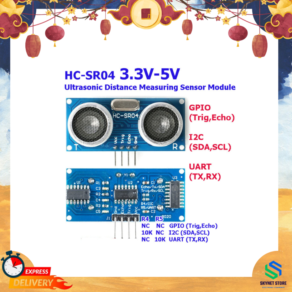 Hc Sr04 33v 5v Ultrasonic Distance Measuring Sensor Module Trig Echo 0387