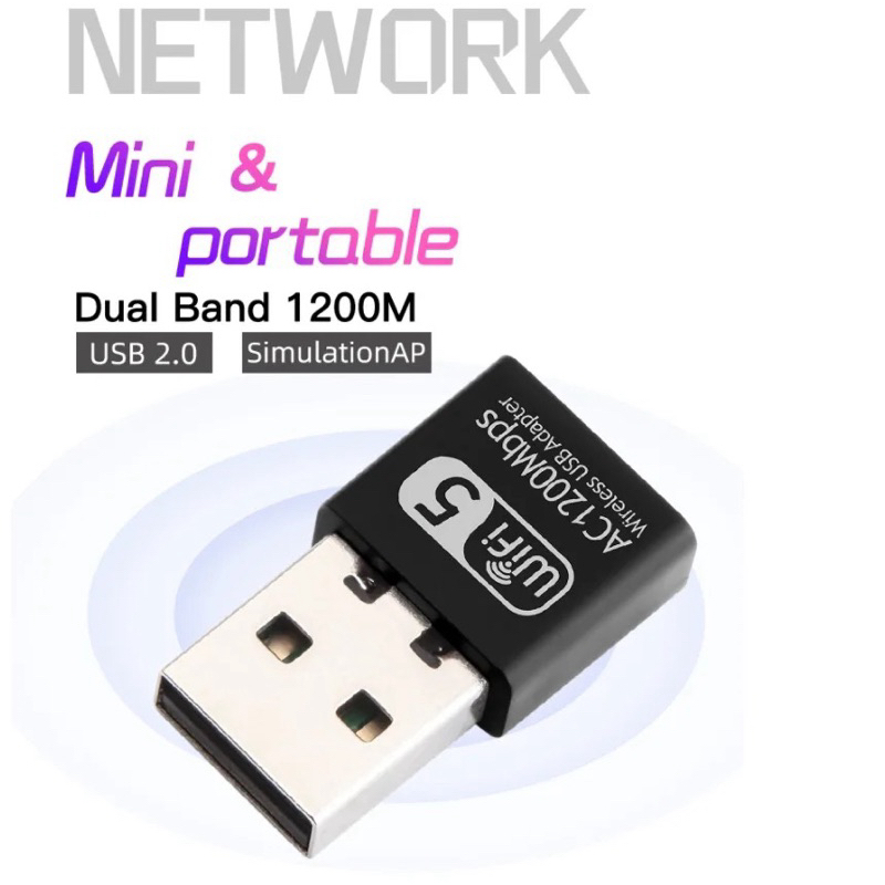 AC 1300Mbps USB MINI Network Card ไร้สาย Ethernet LAN 2.4G/5G Dual Band ...