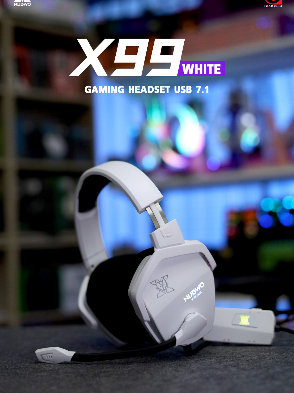 NUBWO X99สีขาว หูฟังเกมมิ่ง 7.1Gaming Headset มีสาย รุ่น DRACOS USB 7.1CH แยกเสียงชัดเจน ...