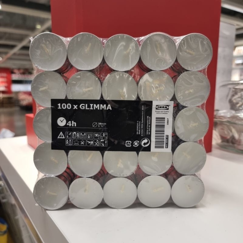 IKEA ส่งเร็ว GLIMMA เทียนทีไลท์ ไม่มีกลิ่น | Shopee Thailand