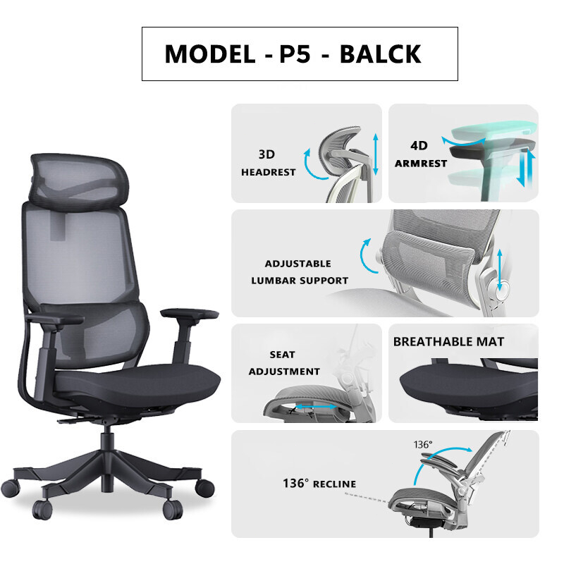 ToZient รุ่น S5 ergonomic chair office chair เก้าอี้โฮมออฟฟิศ | Shopee ...