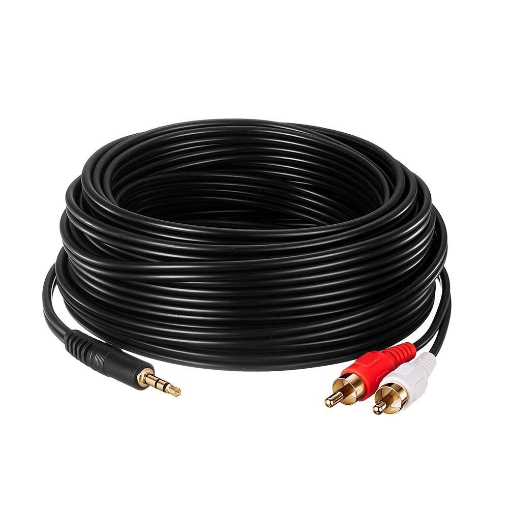 สายเสียง stereo 1ออก2 ขาวแดง 20m (ขนาด3.5 ออก RCA ผู้2หัว) ยาว 20เมตร | Shopee Thailand