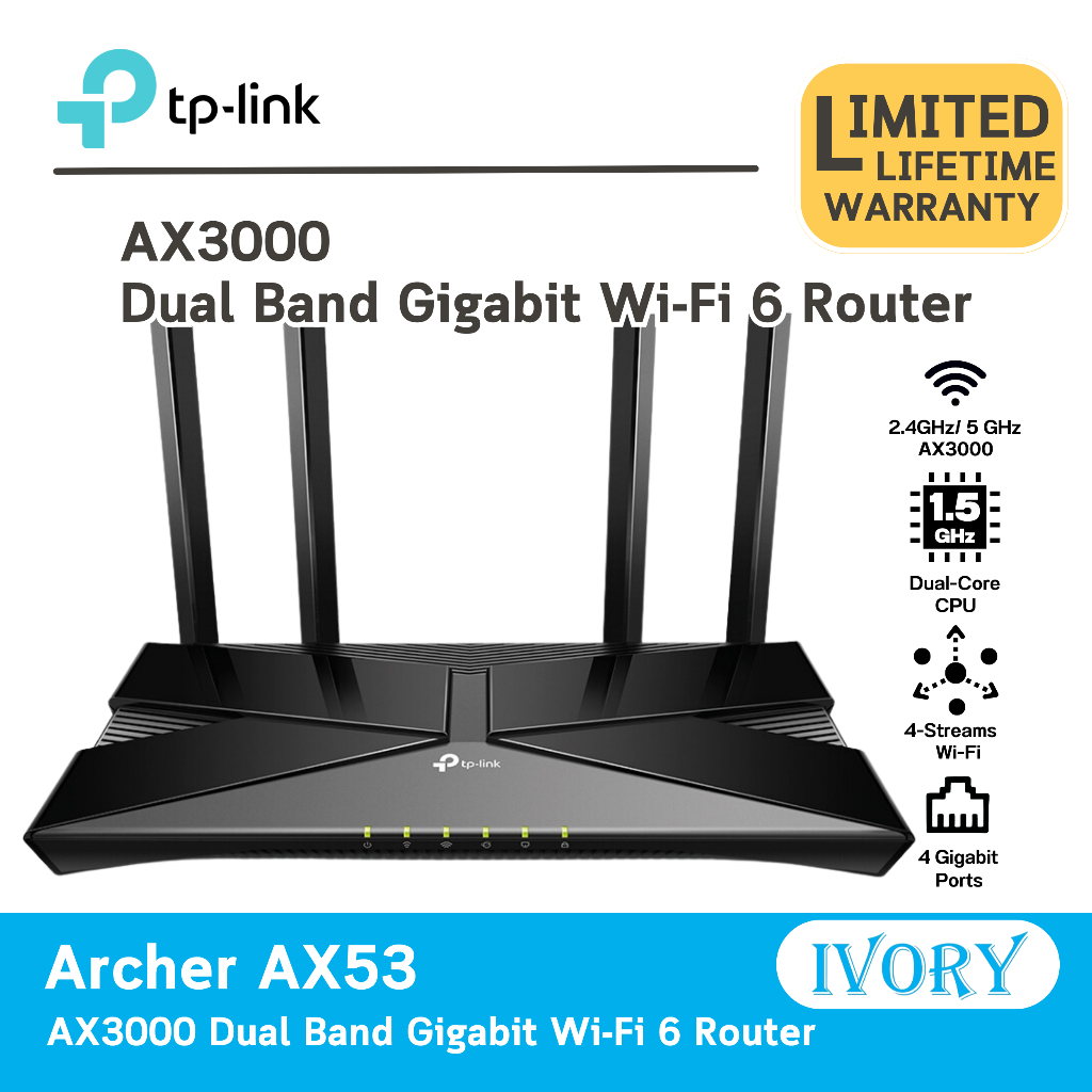 TP-Link Archer AX53 AX3000 Dual Band Gigabit Wi-Fi 6 Router AX53 ...