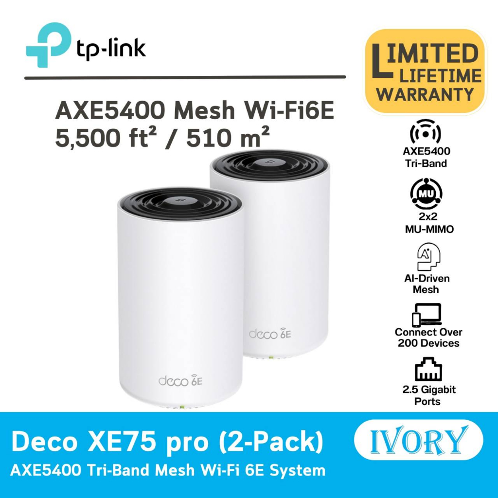 TP Link Deco XE75 Pro AXE5400 Tri-Band Mesh Wi-Fi 6E System | Shopee Thailand