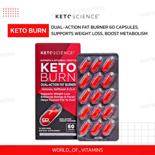 Keto Science Keto Burn Dual-Action Fat Burner 60 Capsules, Supports Weight Loss, Boost ...