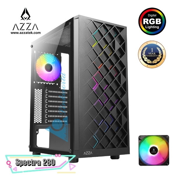 CASE (เคส) AZZA Spectra 280 RGB (มี 2 สี BLACK | WHITE) ประกัน 1 ปี ...