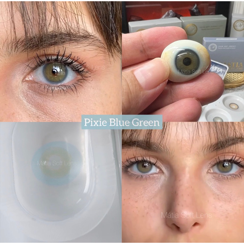 Pixie Blue Green คอนแทคเลนส์นำเข้า รายปี 390.- มีค่าสายตา (รูม่านตาเล็ก ...