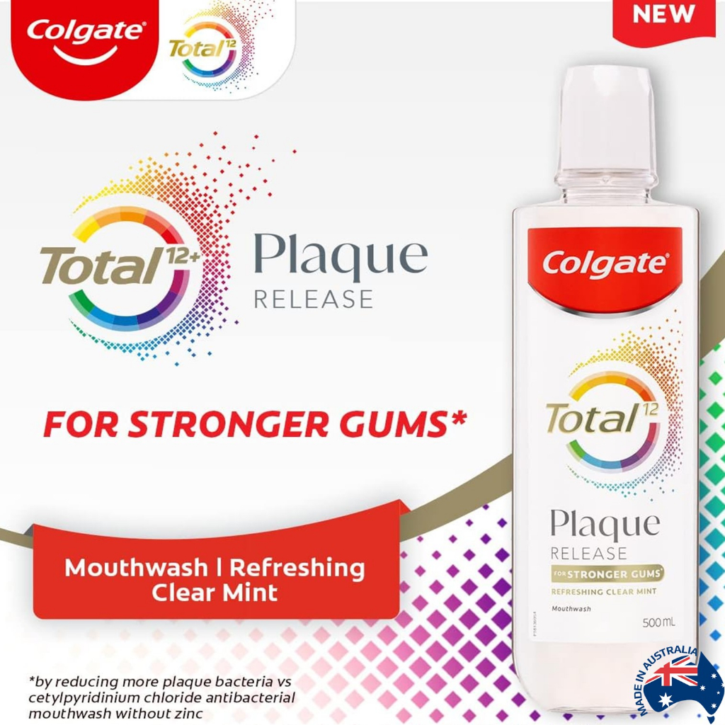 Colgate Mouthwash Total Plaque Release Clear Mint 500mlน้ำยาบ้วนปากสูตร ...