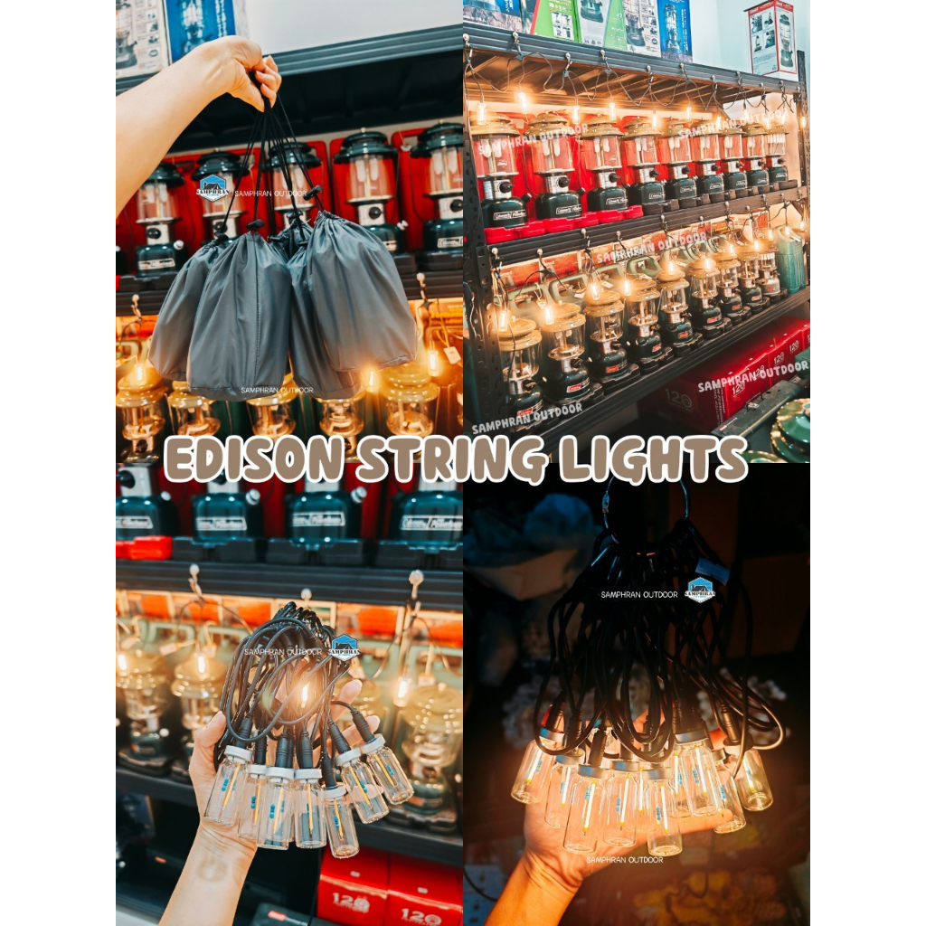 📍 สว่างมากกกก ปรับระดับได้ ⛺ ไฟ LED แค้มป์ปิ้ง Edison String Lights แบบห้อยแขวน มี 11 ดวง ยาว 4. ...