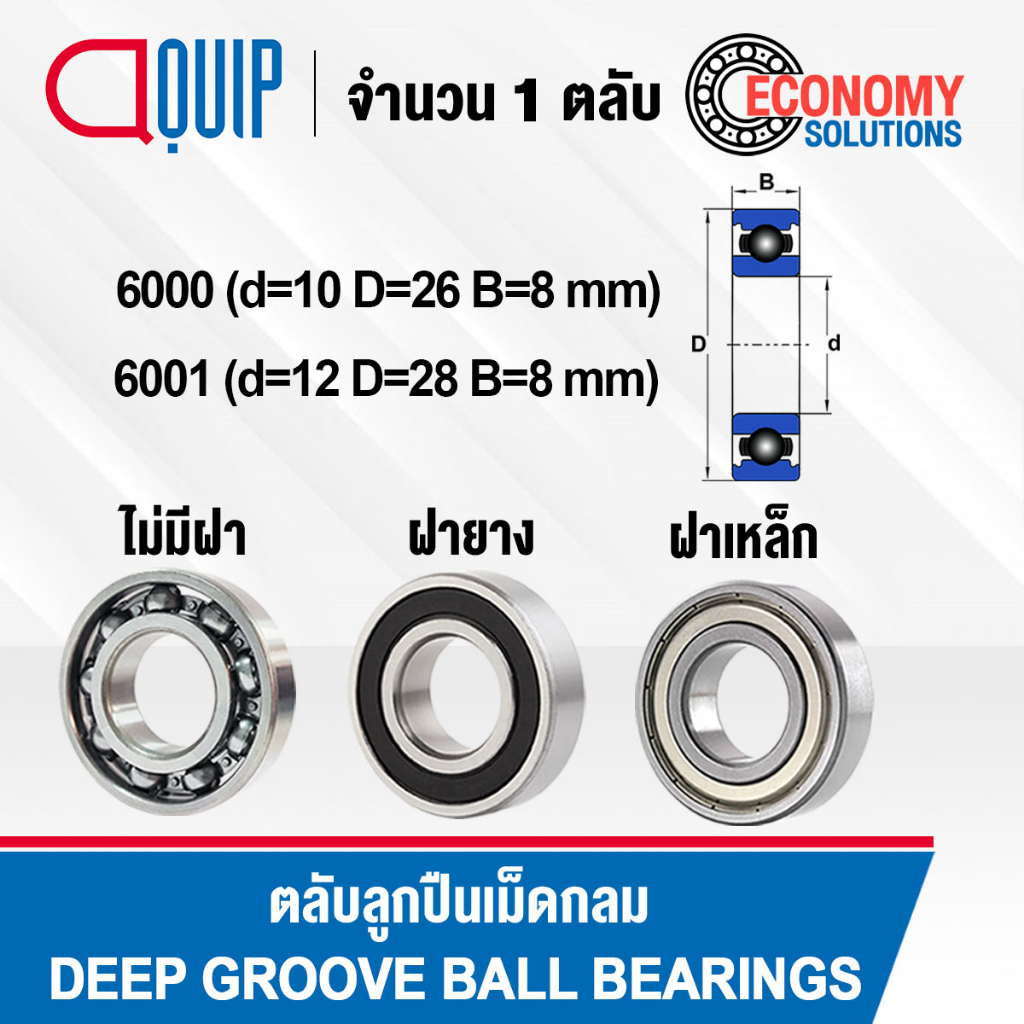 ตลับลูกปืน เม็ดกลม 6000 6000ZZ 6000-2RS 6001 6001ZZ 6001-2RS Ball ...