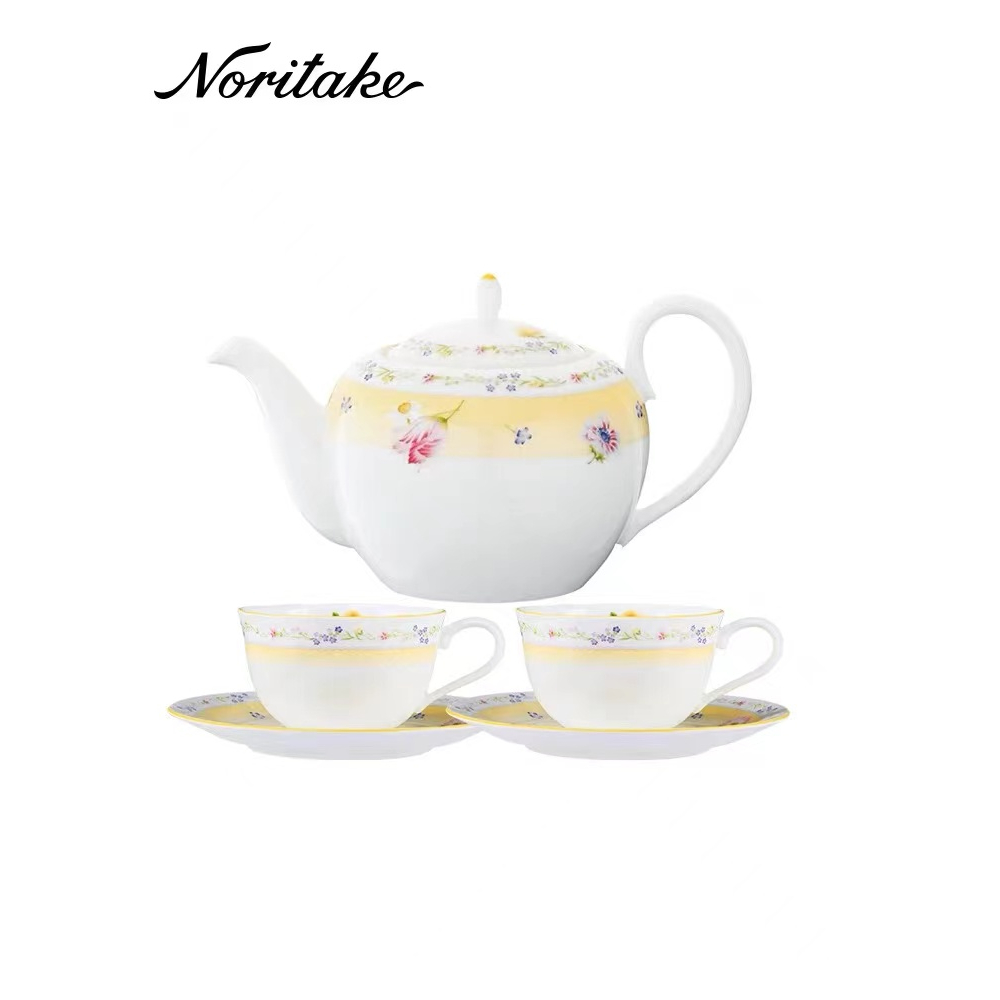Noritake JEUNE FLEUR Bucolic Yellow Hibiscus Flower Premium Bone China ...