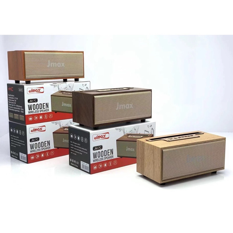 ลำโพงบลูทูธลายไม้ ลำโพงJMAXของแท้ JM-7C ดีไซน์ทรงคลาสสิค ลำโพงบลูทูธไร้ ...
