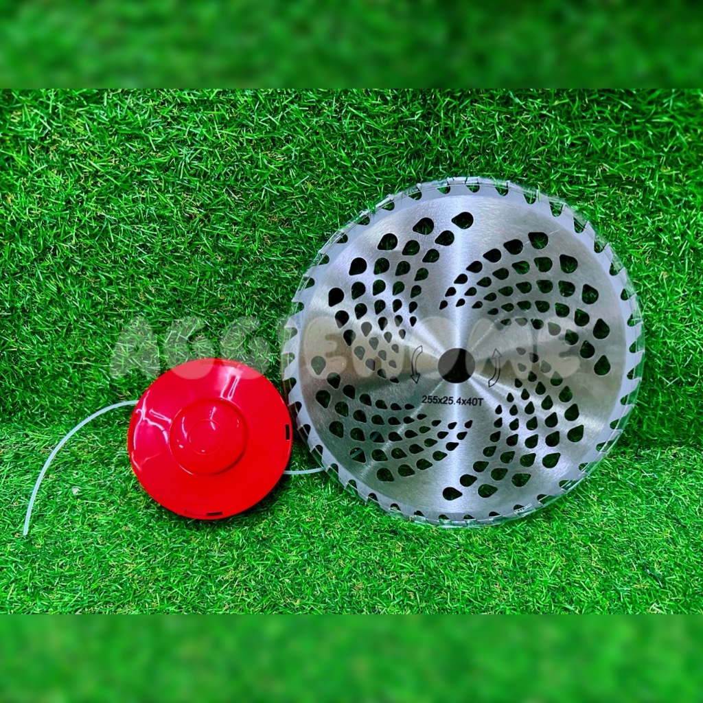 TREETOOLS SET 2 ชิ้น อุปกรณ์ตัดหญ้า (กระปุกเอ็นสีแดง +ใบวงเดือนซองเขียว) ตัดหญ้า ใบวงเดือน ...