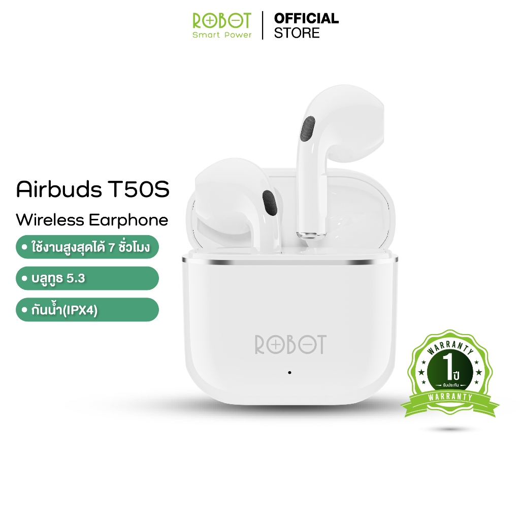 ROBOT หูฟังบลูทูธ รุ่น T30/T50S หูฟังไร้สาย กันน้ำIPX4 Bluetooth 5.3 ...