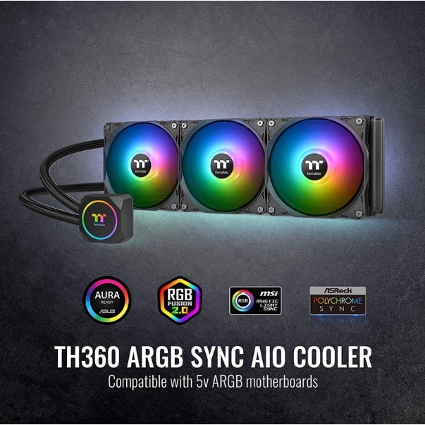 ชุดระบายความร้อนซีพียู Thermaltake CPU Liquid Cooler AIO TH360/TH420 ARGB Sync Black รับประกัน 2 ...