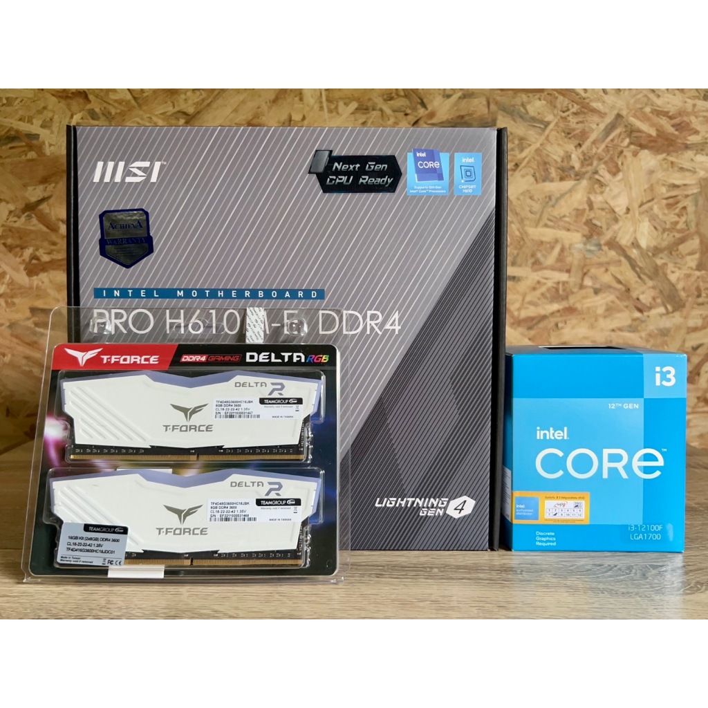 INTEL CORE I3-12100F+MB MSI PRO H610M-E+RAM TEAM DELTA RGB WHITE ...