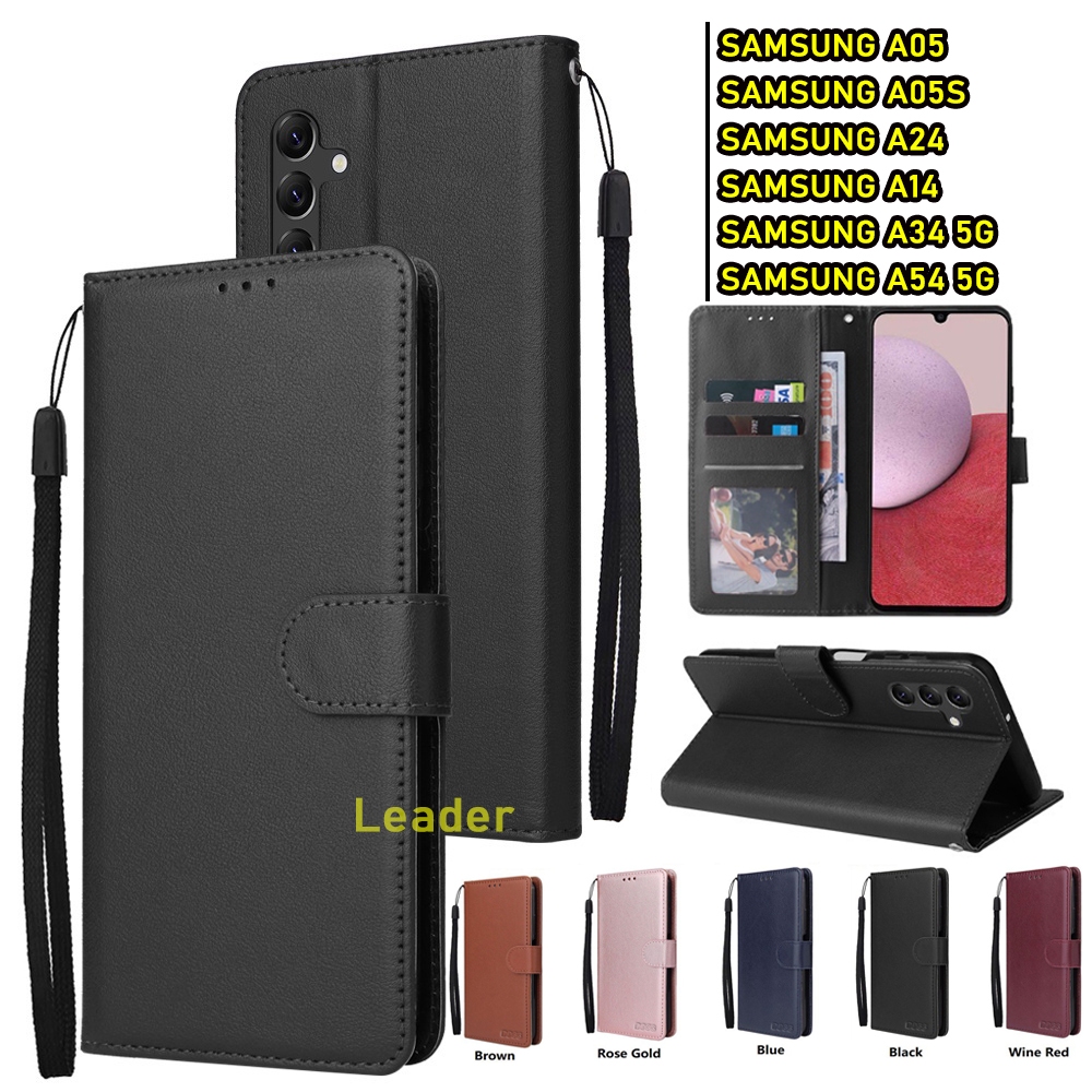 เคสฝาพับ A06 A16 ล็อคได้ แถมสาย สำหรับ SAMSUNG A05/A05S/A15 A25 A35 A55 A14 A24 A34 A54 S23FE เค ...