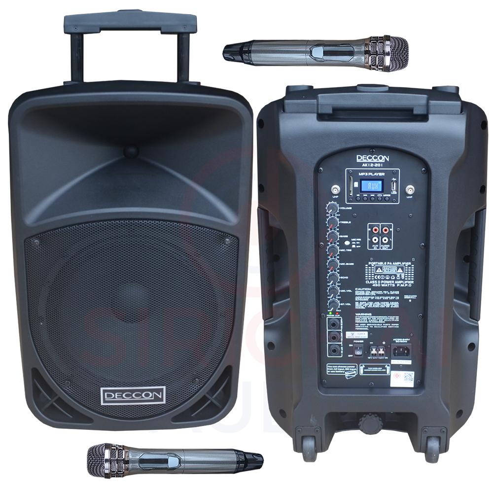 ลำโพงล้อลาก12นิ้ว DECCON รุ่น AK12-201 ไมค์ลอย2ตัว แบตเตอรีในตัว บลูทูธ ...