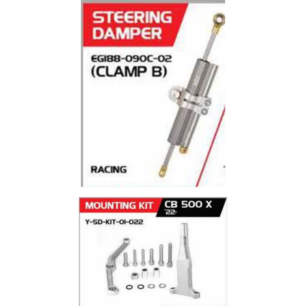 YSS Steering damper / mounting kit set ชุดกันสะบัด / ขาจับกันสะบัด ใส่ CB500X '22 [ EG188-090C ...