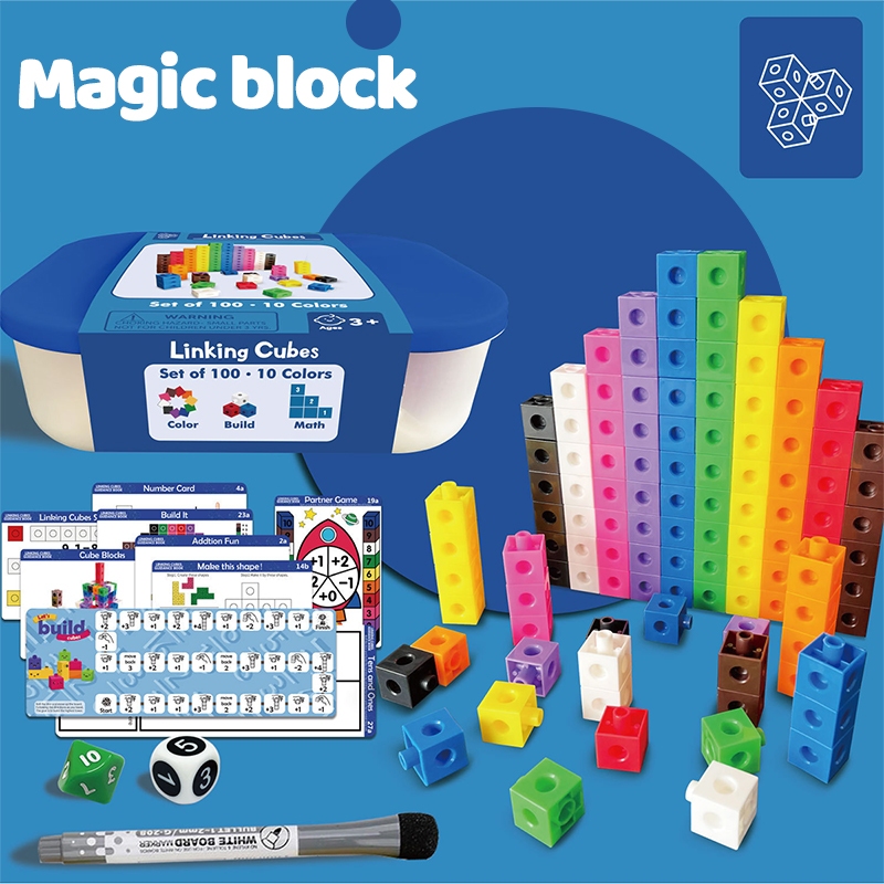 100 ชิ้น Mathlink Cubes ตัวต่อพลาสติก เสริมพัฒนาการ ของเล่นคณิตศาสตร์ บ ...