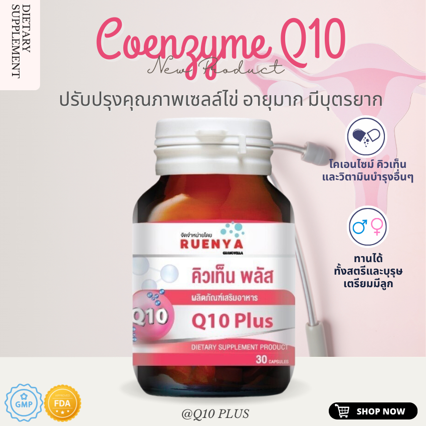 โคเอนไซม์ คิวเท็น Q10 Plus CoQ10 อาหารเสริม ทานก่อนตั้งครรภ์ เซลล์ไข่ ...
