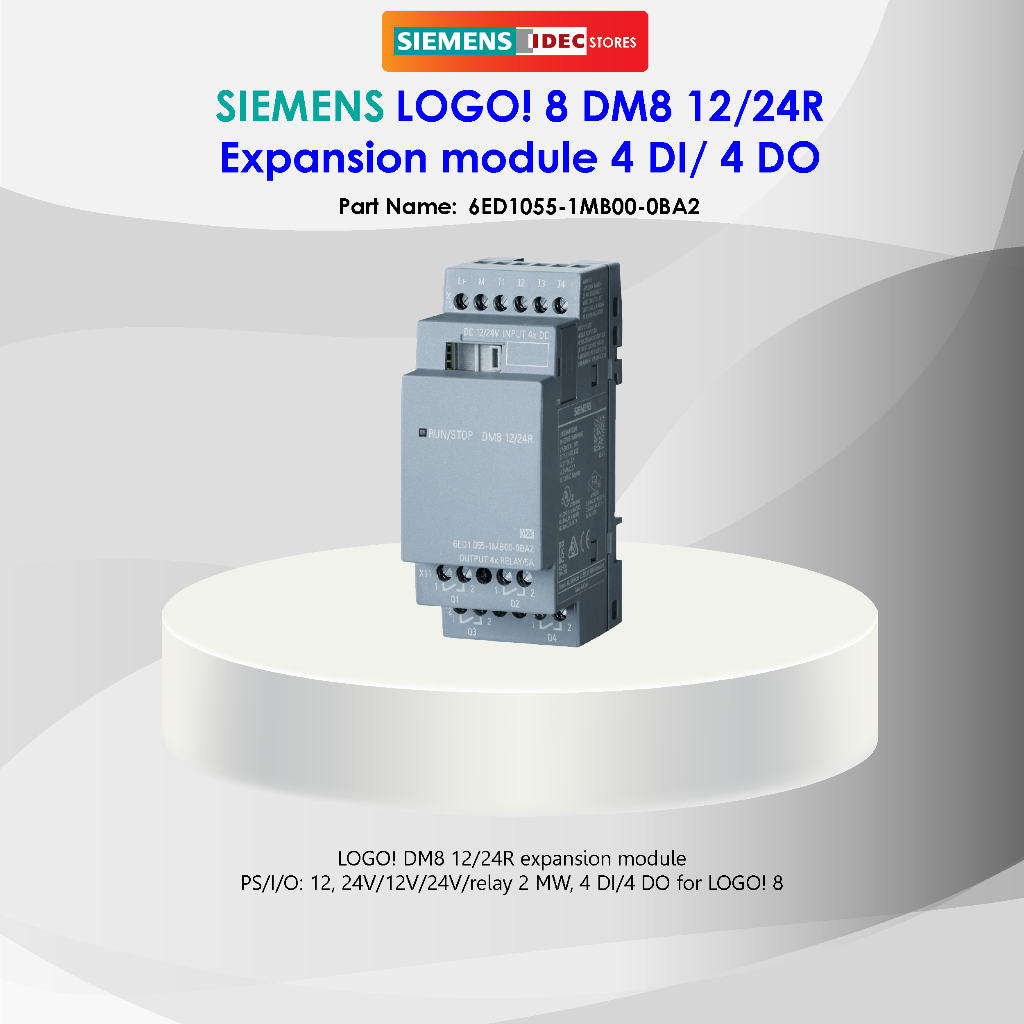 LOGO! DM8 12/24R expansion module, PS/I/O: 12, 24V/12V/24V/relay, 2 MW ...