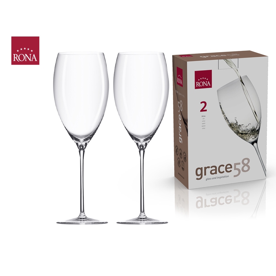 Rona Grace แก้วไวน์ 580 ml แก้วไวน์คริสตัล (กล่อง 2 ใบ) | Shopee Thailand