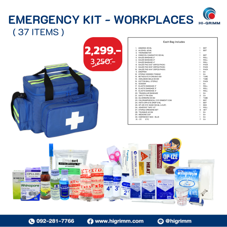 EMERGENCY KIT - WORKPLACES 37 ITEMS ( BLUE ) ชุดกระเป๋ากู้ชีพ | Shopee ...