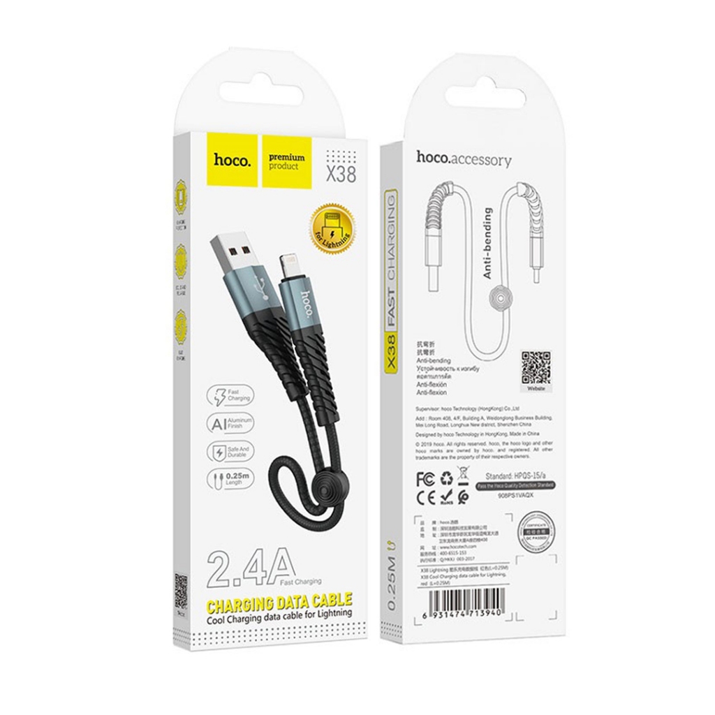 Hoco X38 สายชาร์จ 25cm. โทรศัพท์มือถือแบบสั้น สายชาร์จพาวเวอร์แบงค์ สาย ...