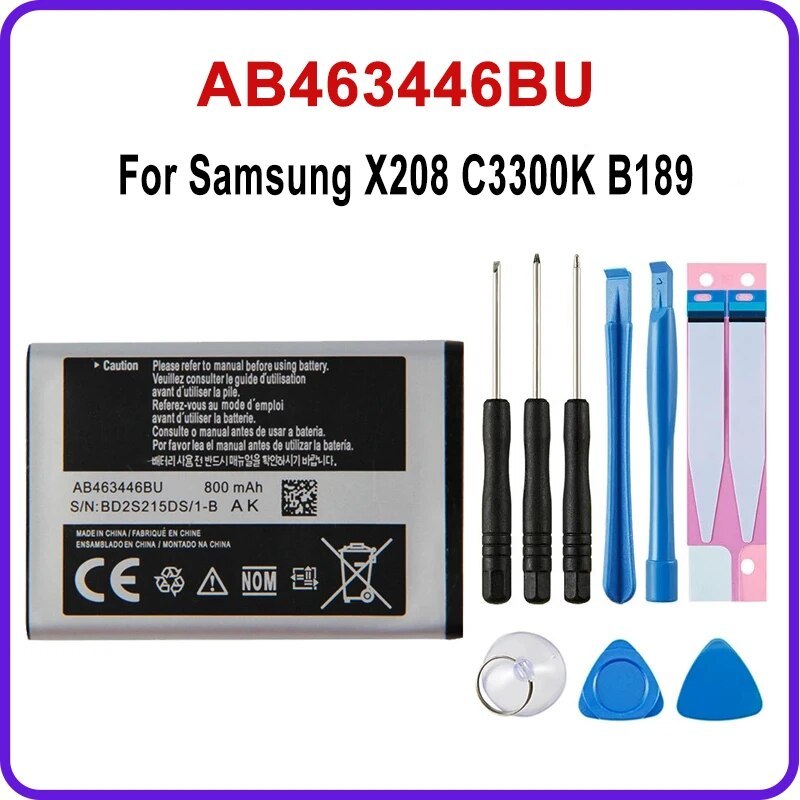 แบตเตอรี่ AB463446BU สำหรับซัมซุง X208 C3300K B309 GT-C3520 E1228 GT-E2530 E339/ AB463446BE GT ...